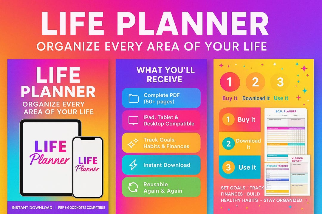 Life Planner, Goal Setting, Habit Tracker, Goodnotes PDF Instant ...