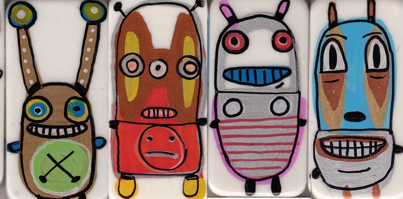 4 Bot Bundle: Tiny Domino Robots That You Mix and Match. Art That ...