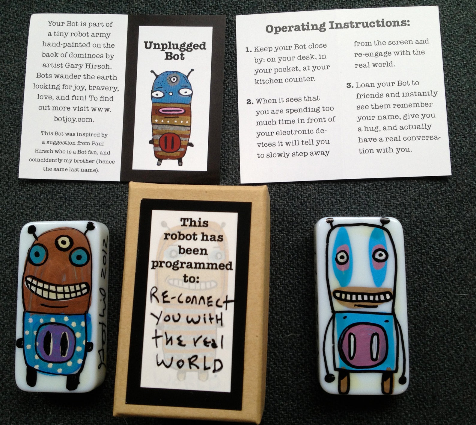 Unplugged Bot: a Tiny Hand-painted Domino Robot That - Etsy