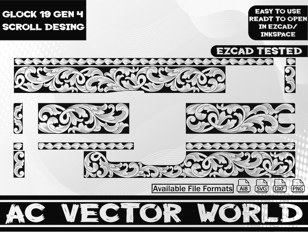 Glock 19 Gen 4 Scroll Engraving Design (svg, Png, Dxf, Ai) - Etsy