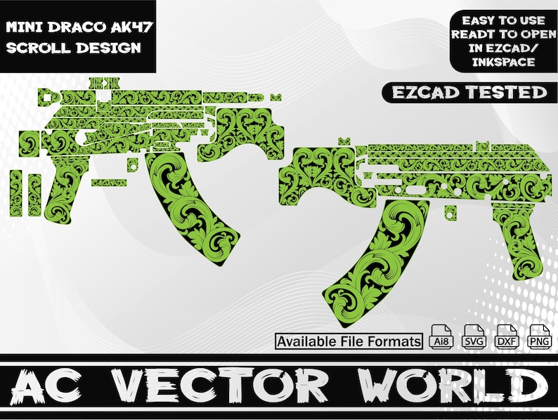 Mini Draco AK47 Scroll Desing,ezced File,svg Ready File for Laser ...