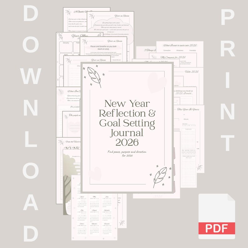 2025 2026 Year End Review Reflection Journal and 2026 Goals planner ...