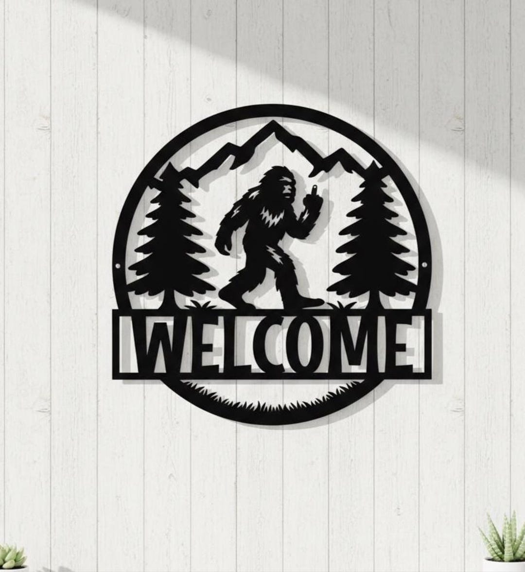 Outdoor Sasquatch Custom Name Metal Sign | Bigfoot Mountain Metal Sign ...
