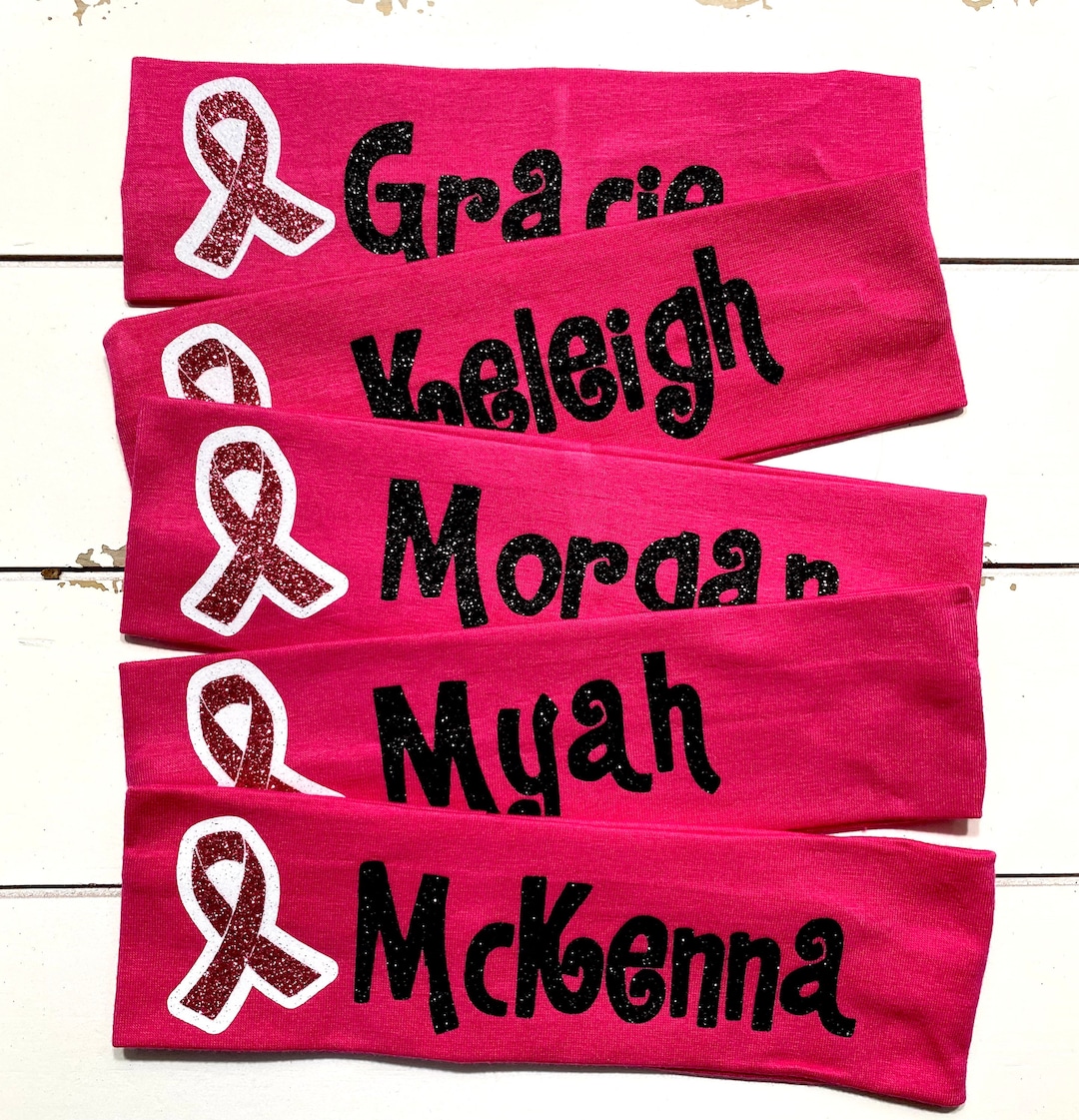 Custom Breast Cancer Awareness Headbands in Gorgeous Glitter! Team Sets ...