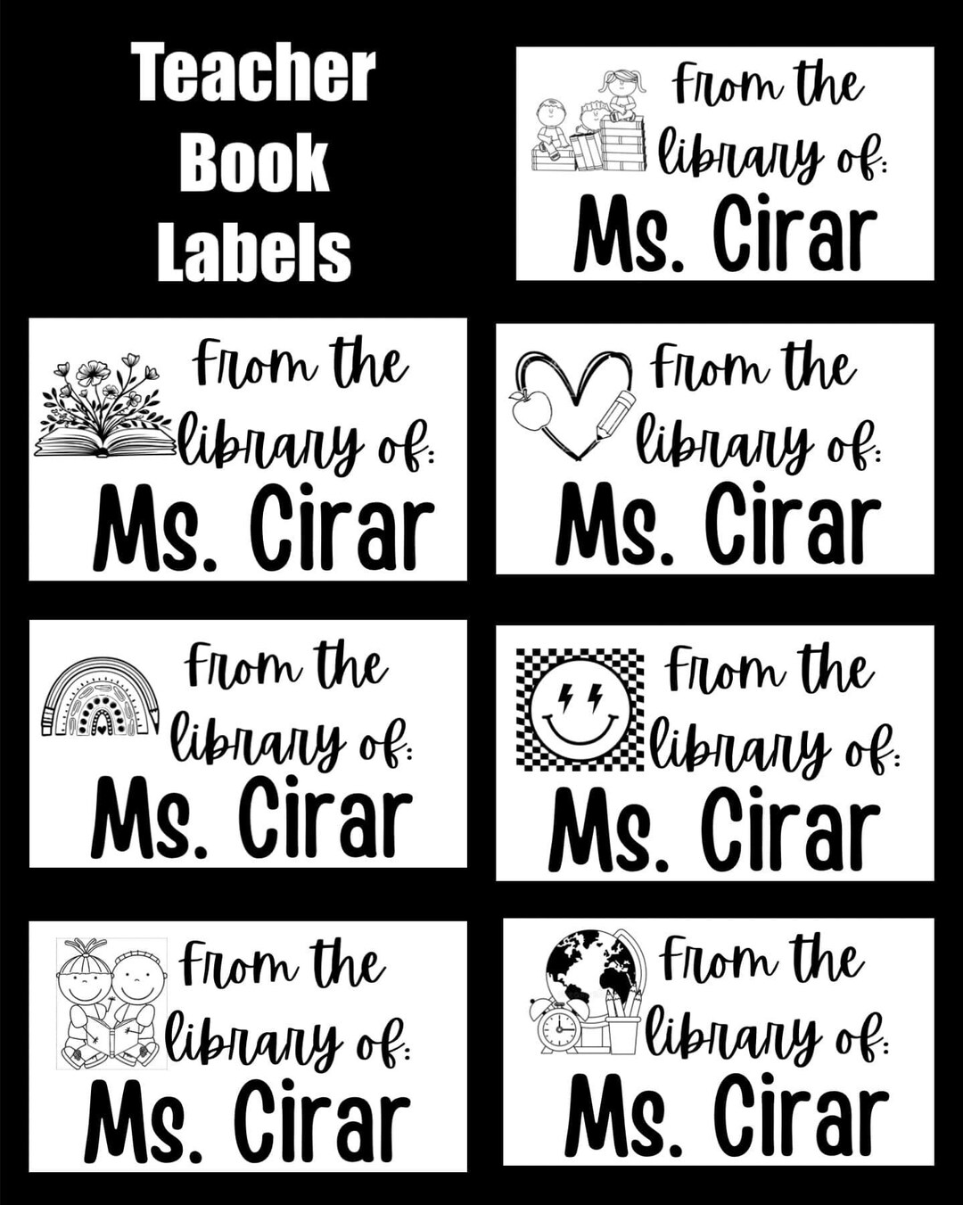 Teacher Labels, Teacher Book Labels, Teacher Name Labels, Personalized ...