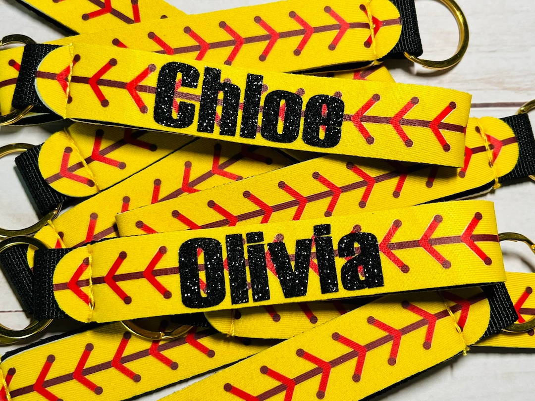 Neoprene Personalized Softball Keychain Keyfob- Perfect for Backpacks ...