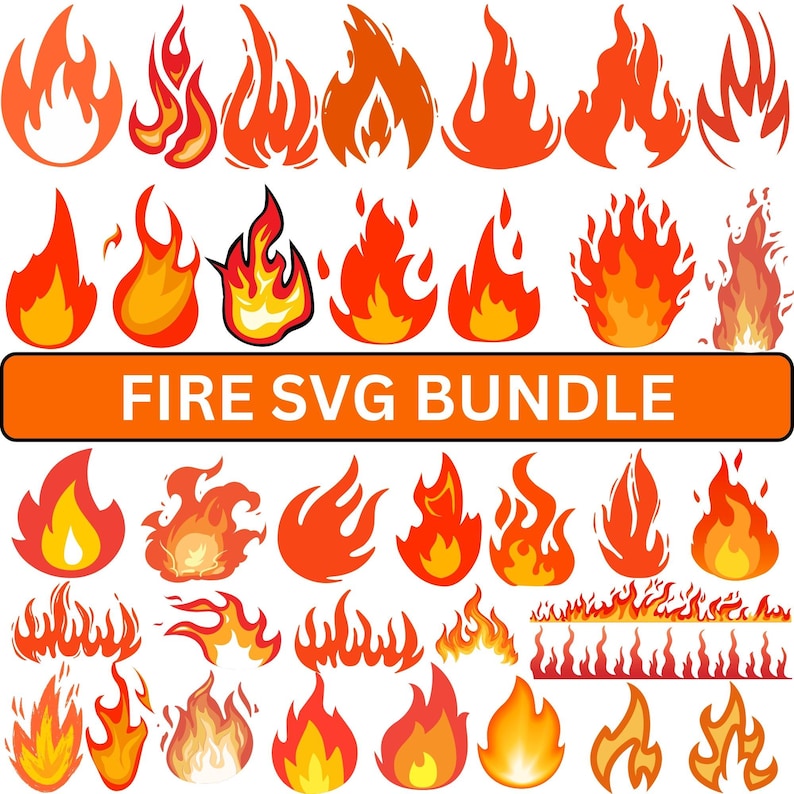 Fire Flames SVG Bundle: Clip Art, Frame Designs (digital Download) - Etsy