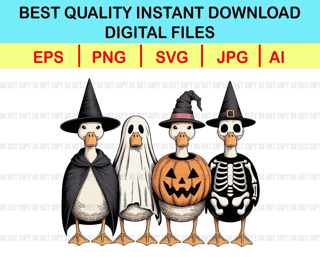 Funny Halloween Ducks PNG: Spooky Clipart Digital Design (digital ...