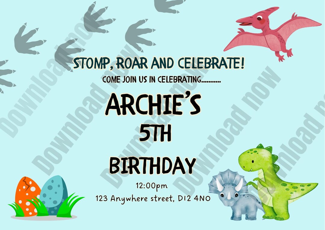Dinosaur Birthday Party Invitation – Editable & Printable Dino Invite ...