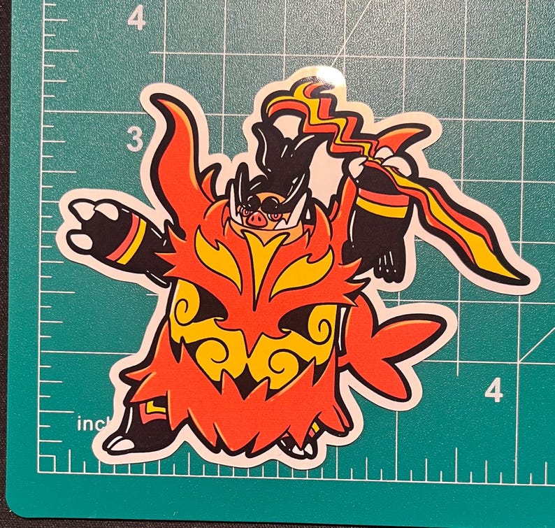 Mega Emboar Legends ZA Pokemon Inpired Waterproof Vinyl Sticker 4x3" - Etsy