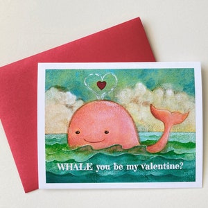 Whale You Be My Valentine Valentine's Card by Megumi Lemons - Etsy
