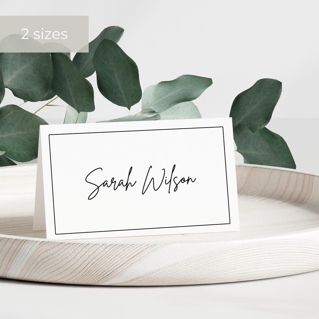 Place Cards Template, Name Card Printable, Wedding Guest Tag, Dinner ...