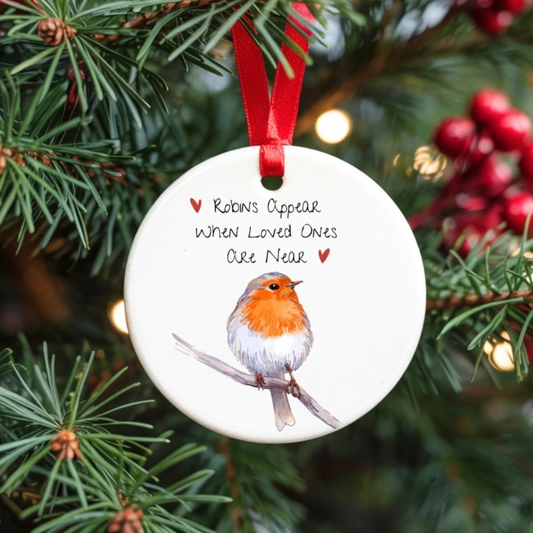 Loved Ones Robin Ceramic Christmas Tree Ornament, Remembrance Xmas ...
