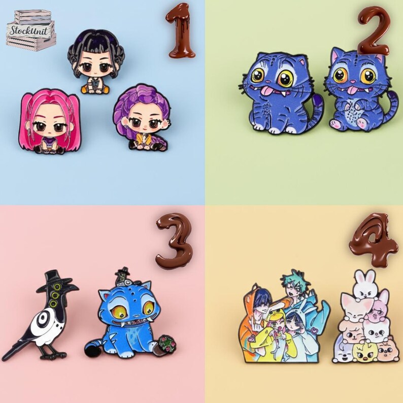 Kpop Demon Hunters Huntrix Enamel Pins – Derpys, Tiger Rumi, Mira, Zoey ...