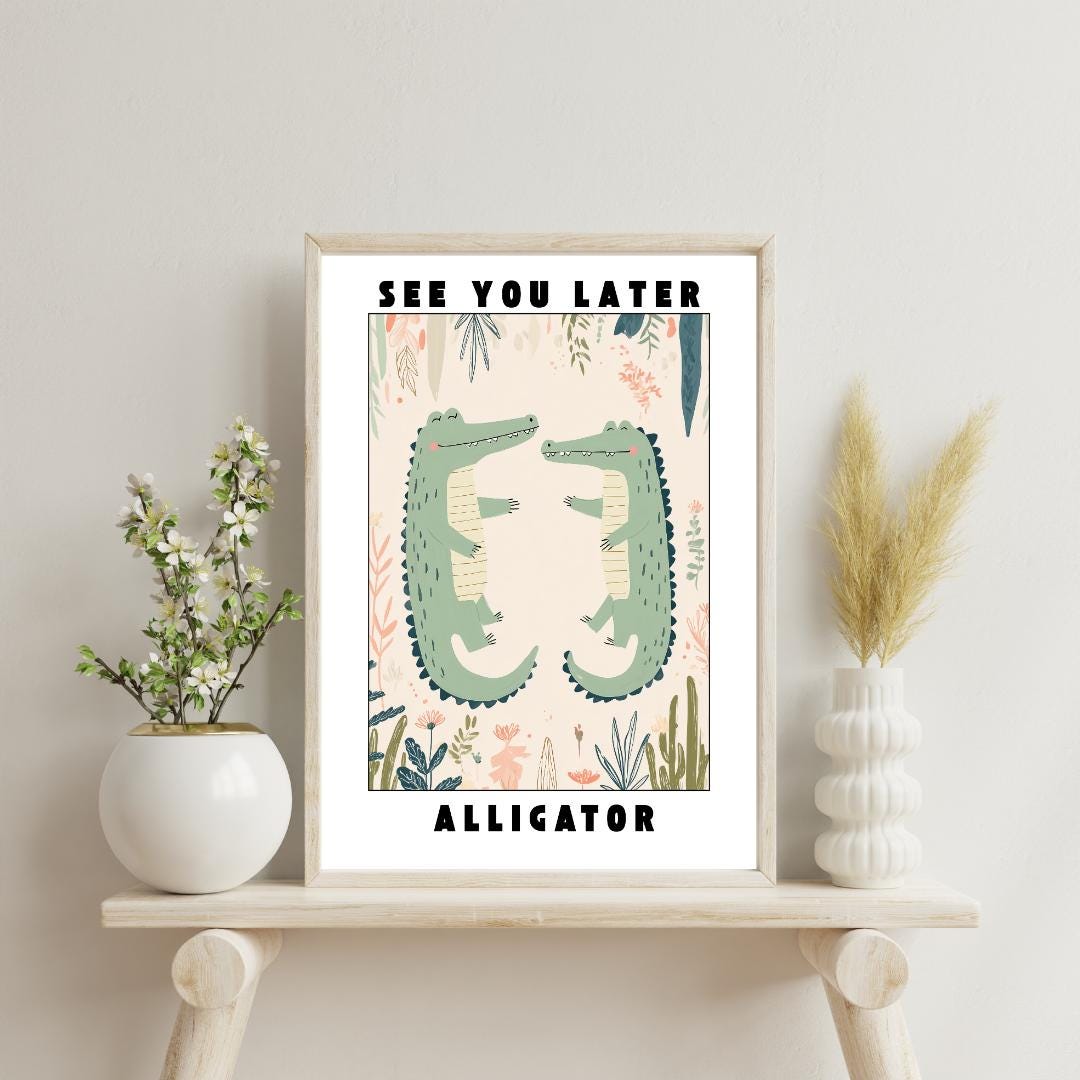 See You Later Alligator Poster – Cute Alligator Couple Wall Art, Funny ...