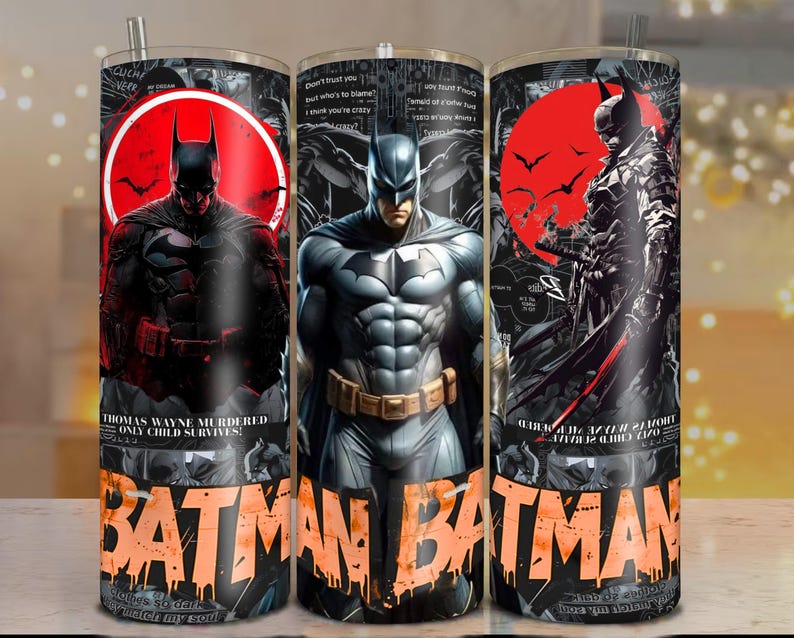 Inpired Batman 20oz Tumbler Wrap PNG - 20oz Skinny Tumbler Gotham City ...