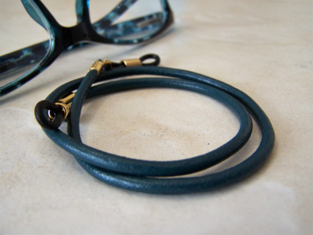 Short Leather Eyeglass Chain, Custom Length 15-22 Inches, Unisex ...