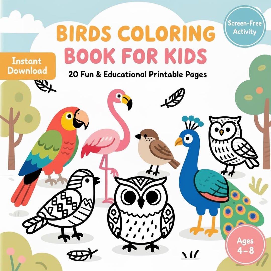 Learn & Color Printable Coloring Book for Kids (ages 4–8) | 20 Fun Fact ...