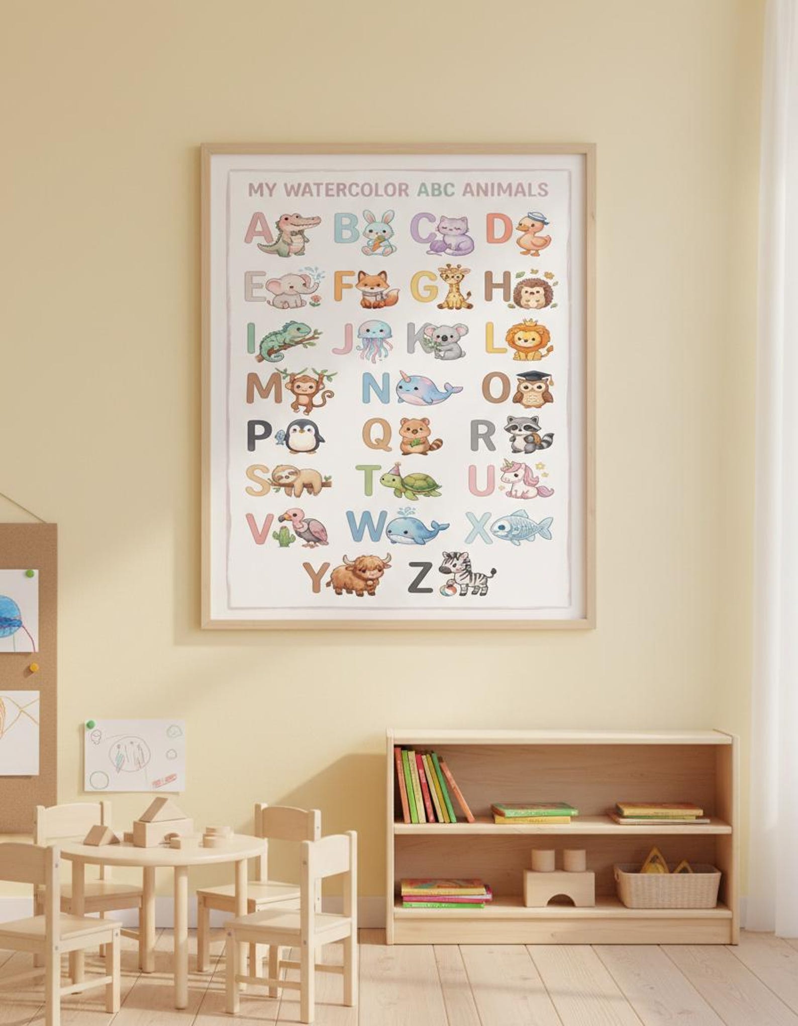 Watercolor ABC Animals Poster | Alphabet Chart for Kids | Baby Room ...
