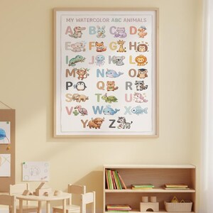 Watercolor ABC Animals Poster | Alphabet Chart for Kids | Baby Room ...