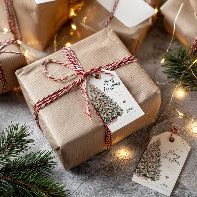 Christmas Gift Tag Template Editable Elegant Christmas Tree Printable ...