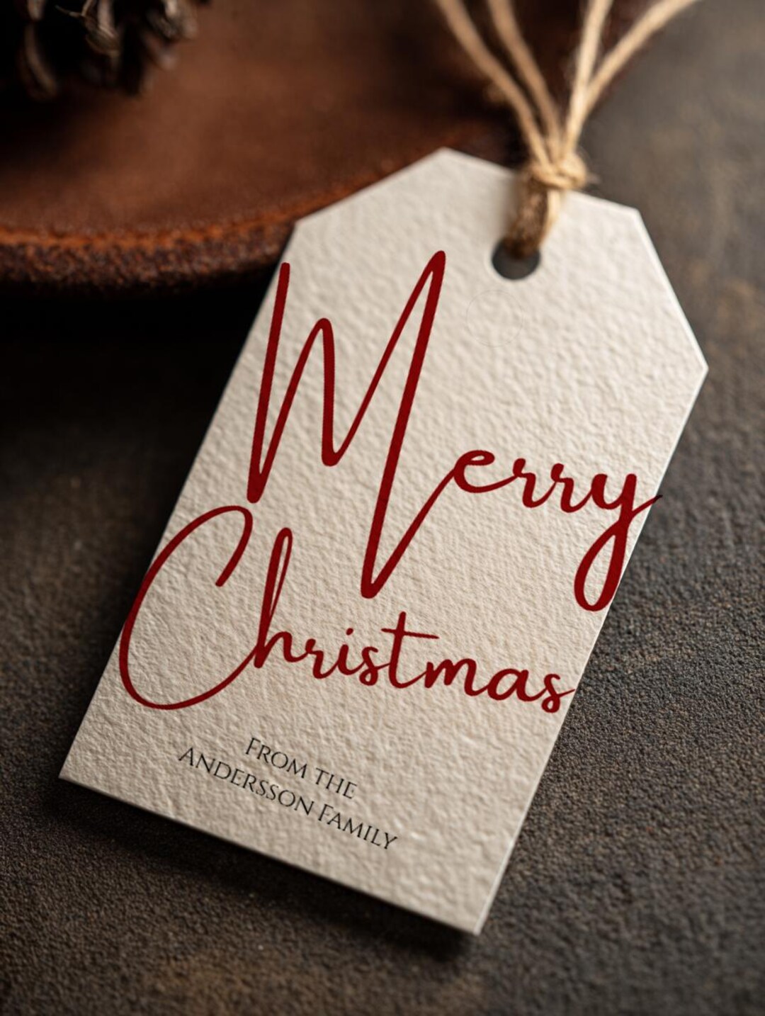 Editable Minimalist Christmas Gift Tag | Family Name (digital Download ...