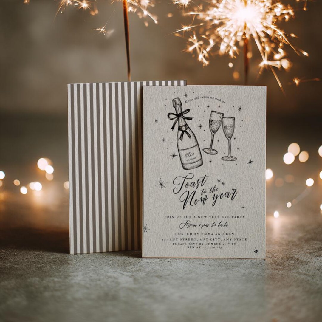 Champagne New Year's Eve Invitation | Elegant Party Invite (digital ...