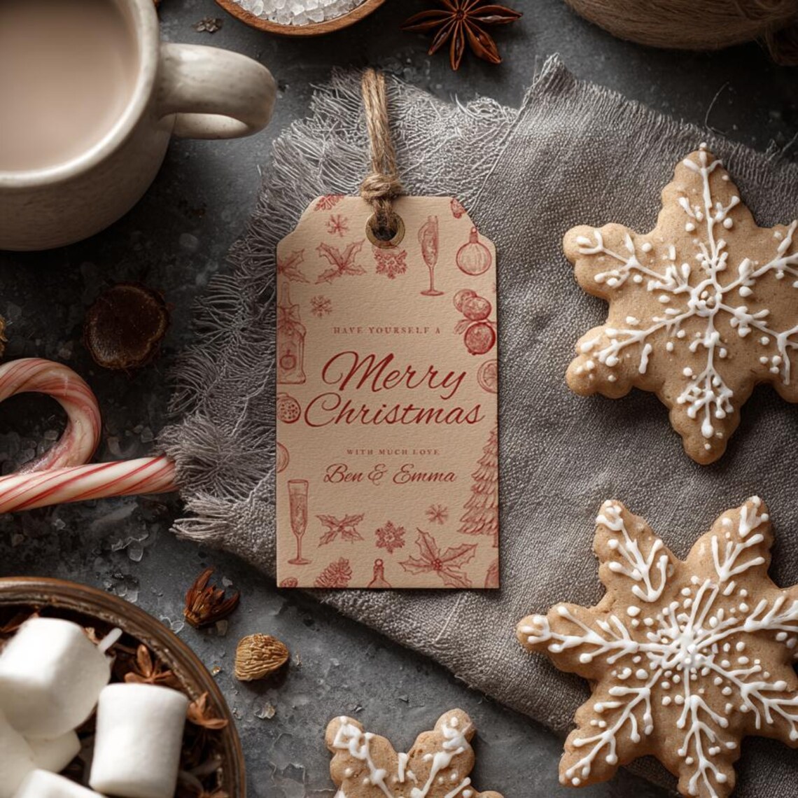 Christmas Gift Tag Template Editable Vintage Elegant Printable Merry ...