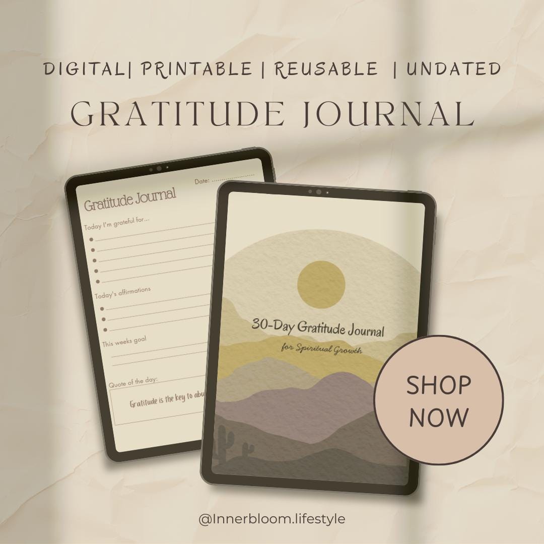 Digital Gratitude Journal: Daily Mindfulness Prompts (PDF Download ...