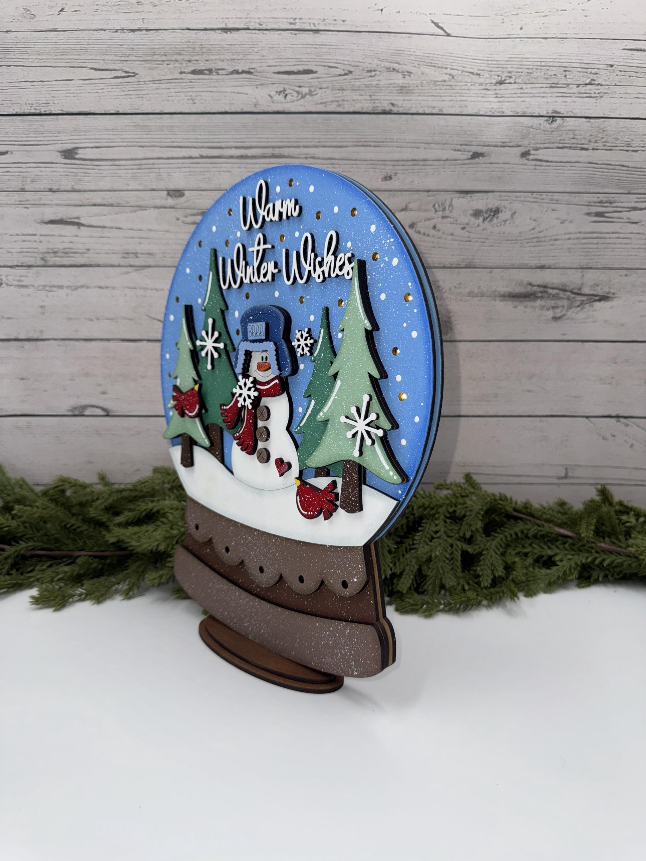 Warm Winter Wishes Lighted Snow Globe Shelf Sitter - Etsy
