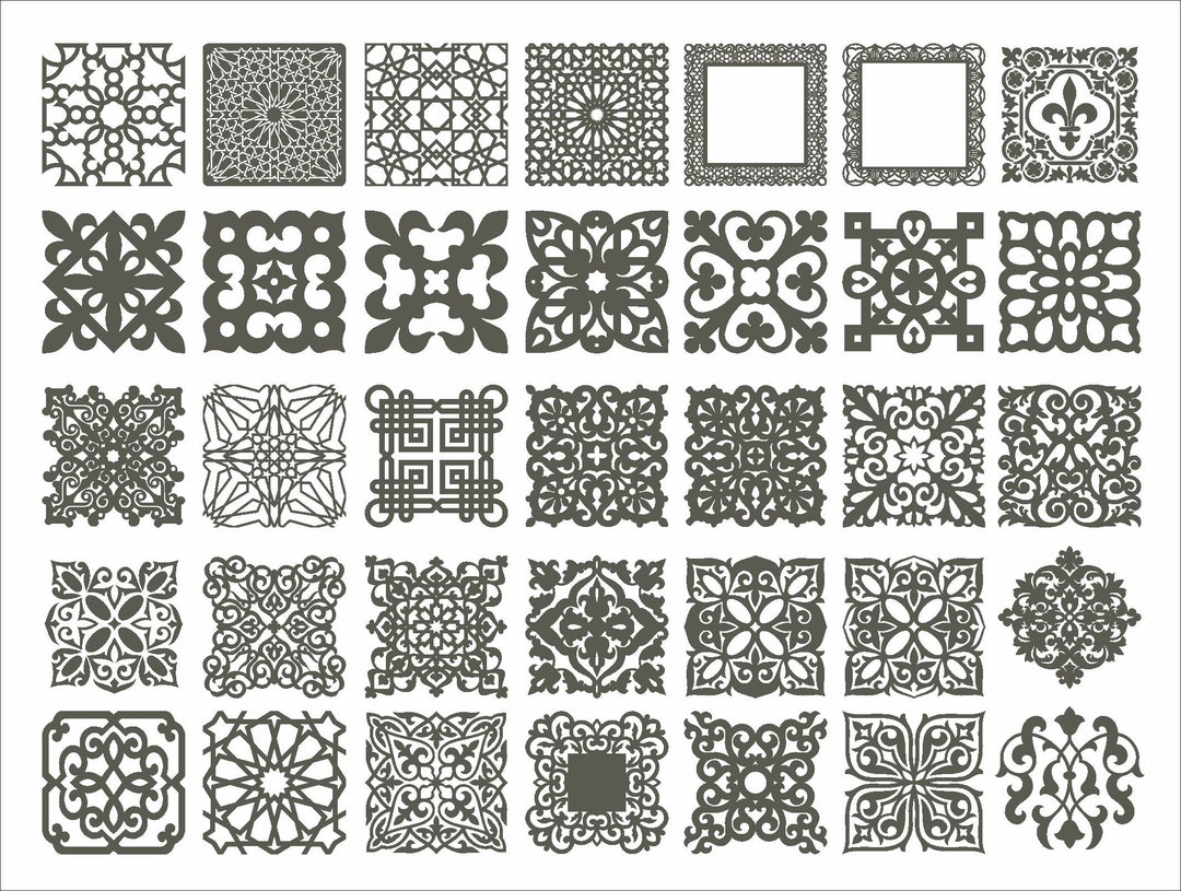 Square Mandala Coasters 35 Pc. Set. Collection 45. Geometric Vector ...