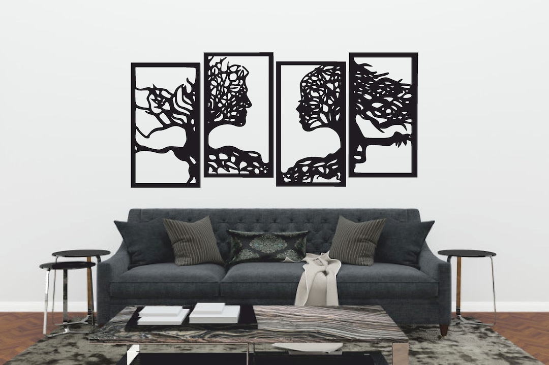 Panel Tree Human Faces 2, Vector Files, for Laser Cut, Cnc, Digital ...