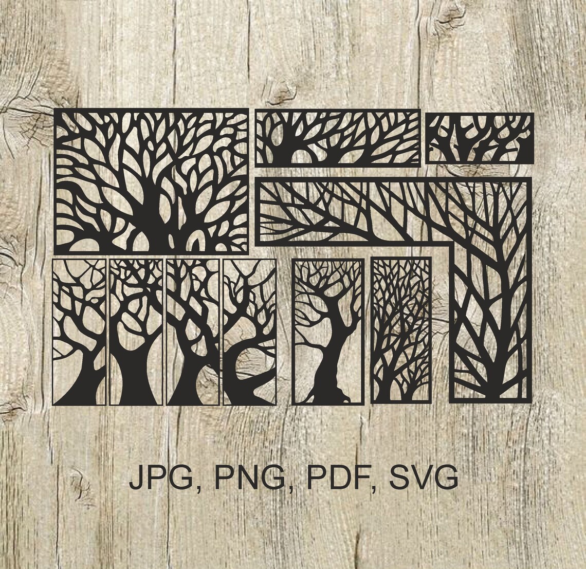 PDF JPG PNG Svg Panel trees Set 11. Vector - Etsy