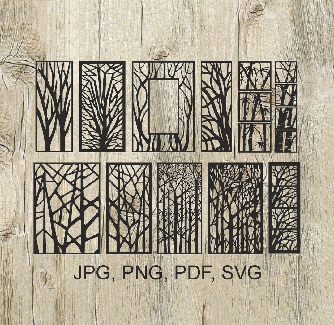 PDF, JPG, PNG, Svg Panel "trees" Set 8. Vector Files - Etsy