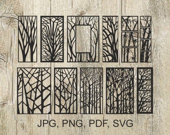 PDF JPG PNG Svg Panel trees Set 11. Vector | Etsy