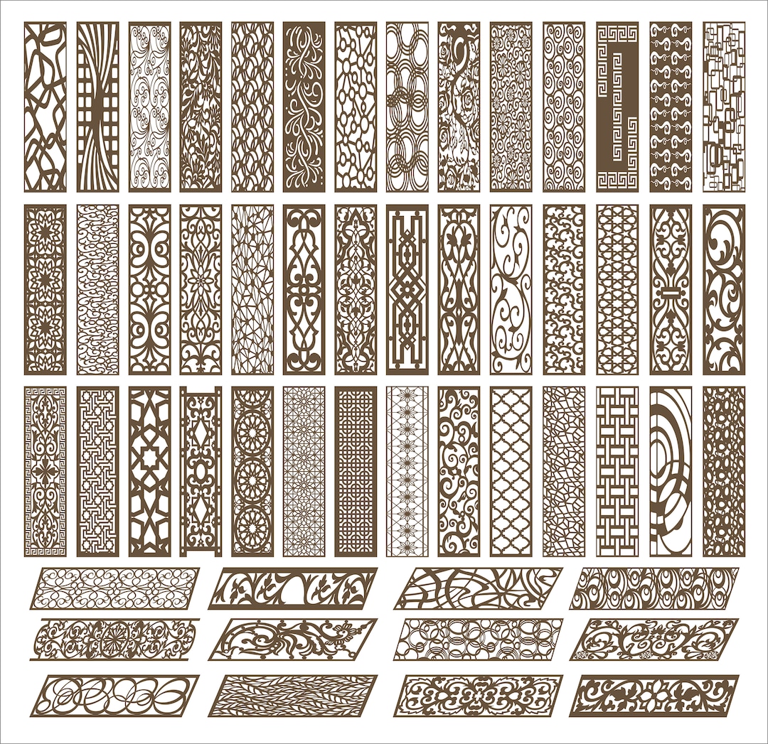 Panel Collection 17, Geometric and Floral Pattern 1:4 . Vector Files ...