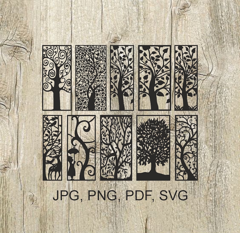 PDF, JPG, PNG, Svg Panel "trees" Set 10. Vector Files - Etsy
