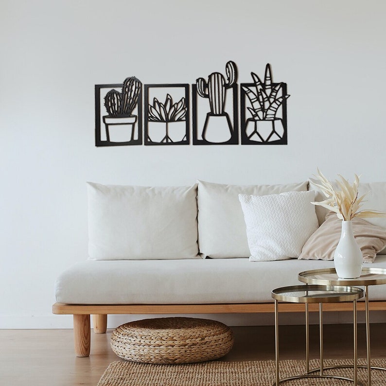 Cactus Set. Cactus Panel. Cactus in Pot Wall Art. Succulent in Pot ...