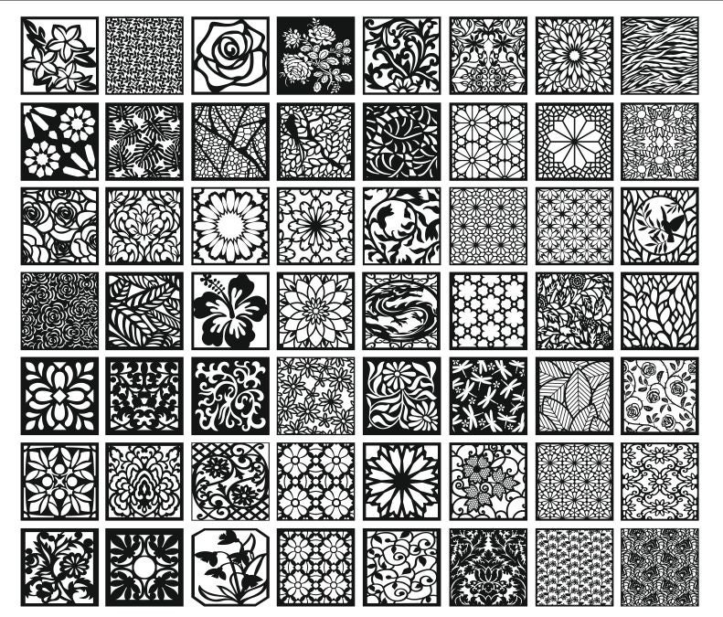 Square Panels Collection 35 Floral Patterns. Vector Files | Etsy