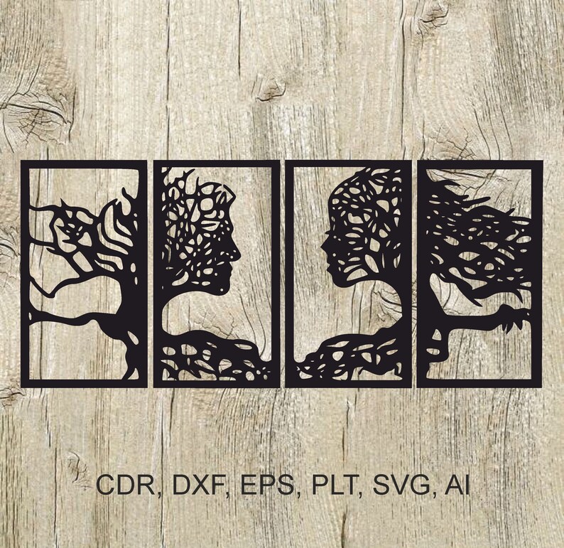 Panel Tree Human Faces 2 Vector Files for Laser Cut Cnc | Etsy