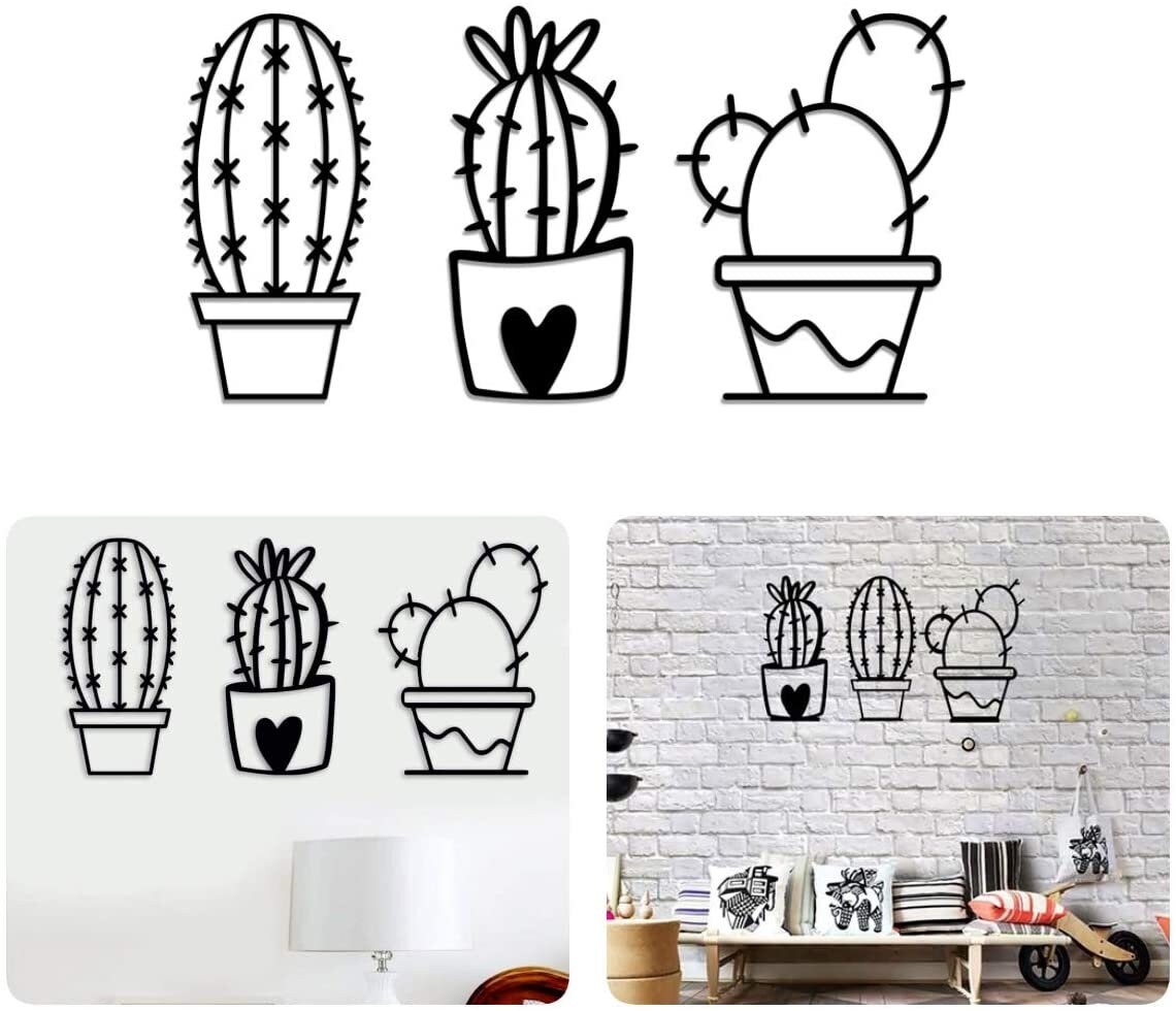 Cactus Set. Cactus Panel. Cactus in Pot Wall Art. Succulent in - Etsy
