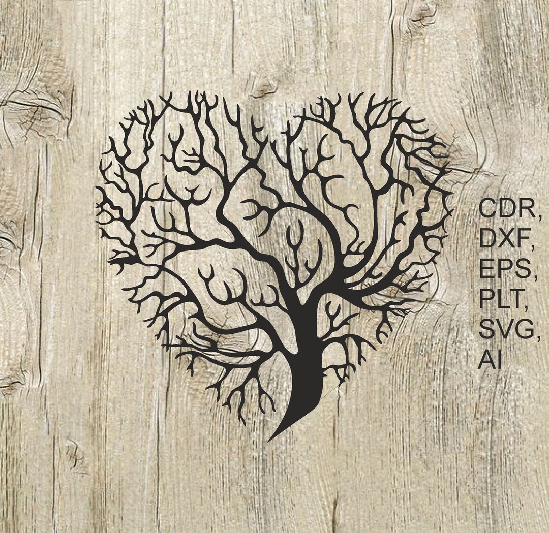 Vector File 061, Tree Heart, for Laser Cut, Cnc, Digital Files Cdr, Dxf ...