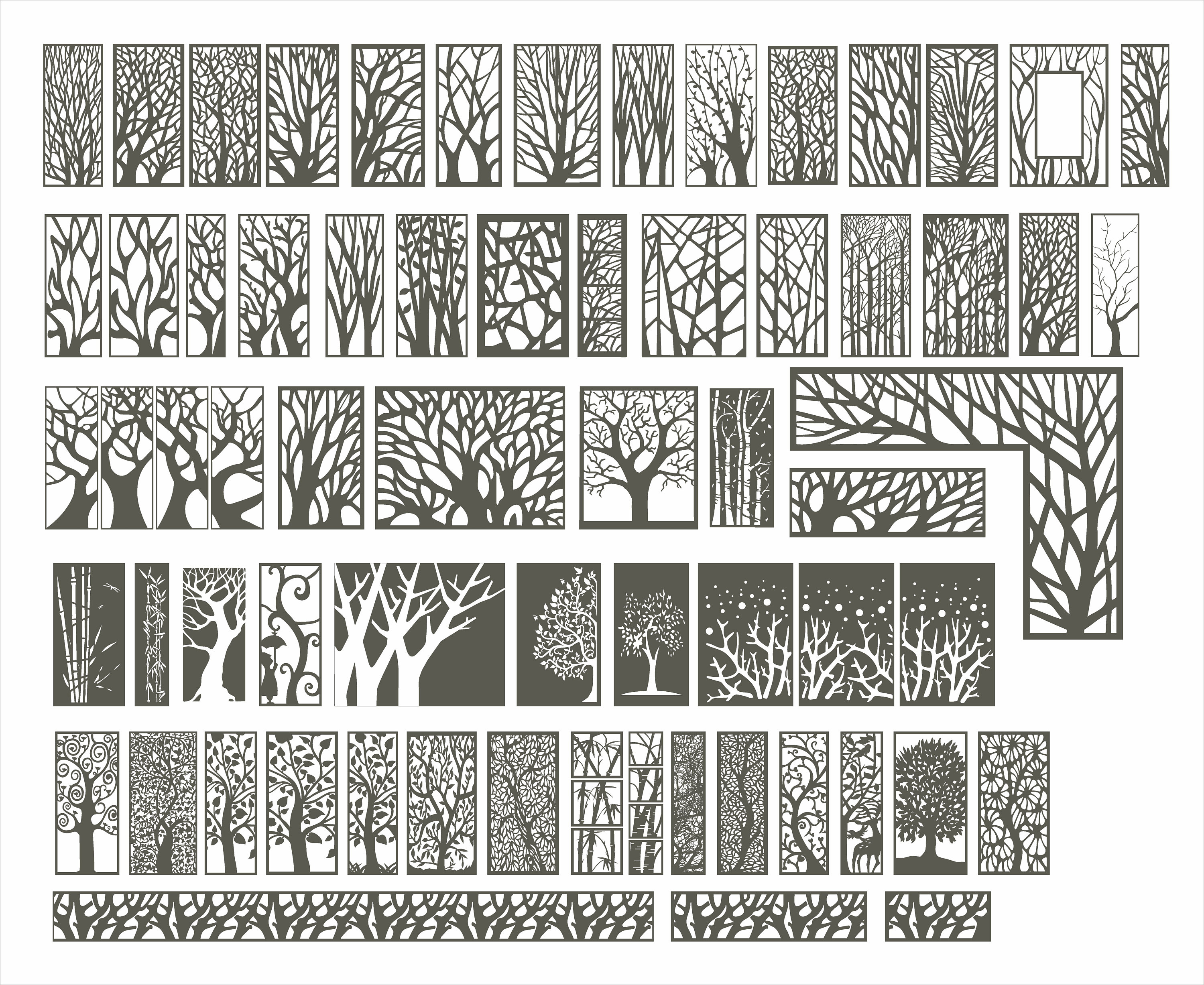 Panels Collection trees Vector Files for Laser - Etsy