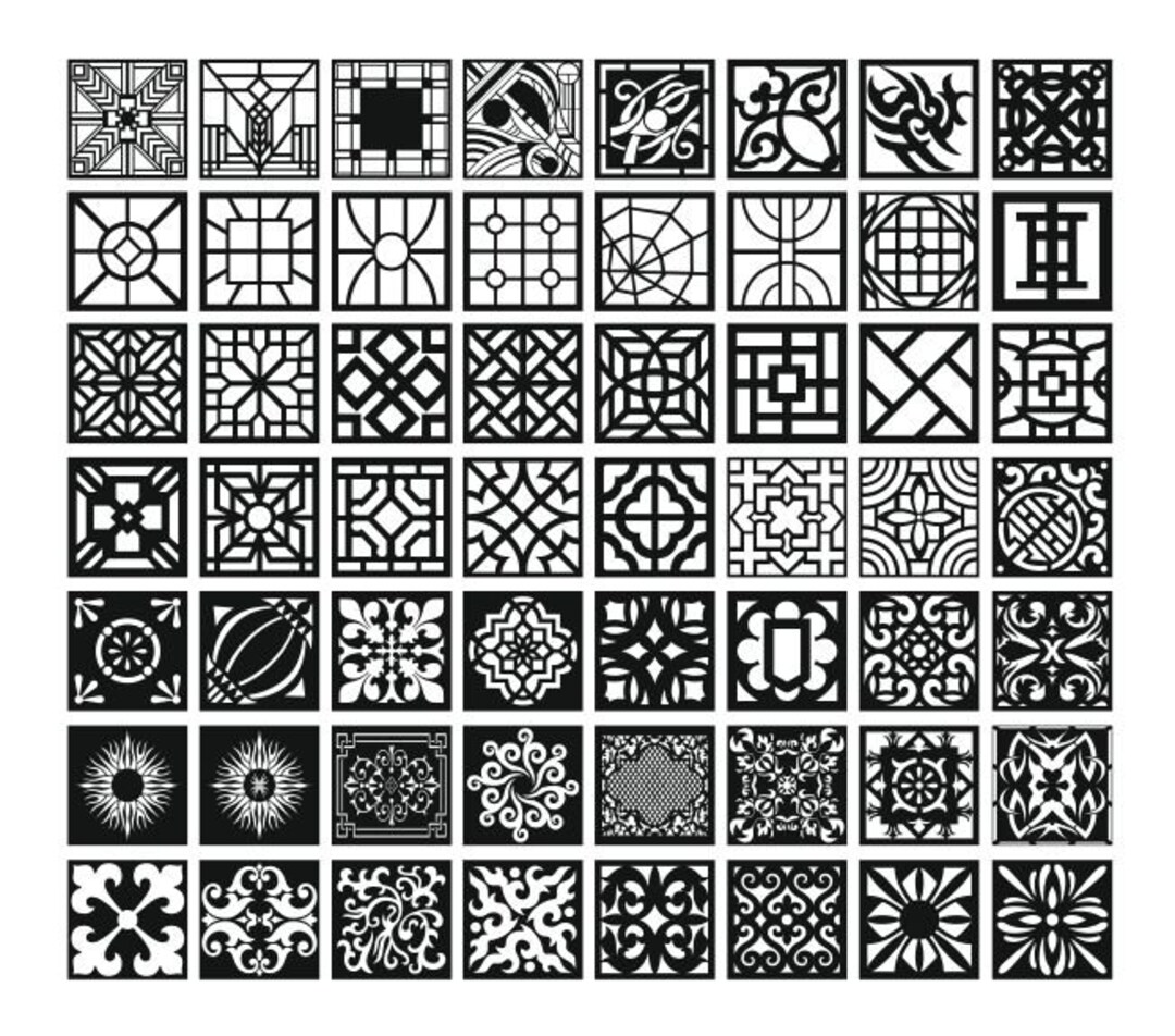 Square Panels Collection 38, Geometric and Abstract Patterns. Vector ...