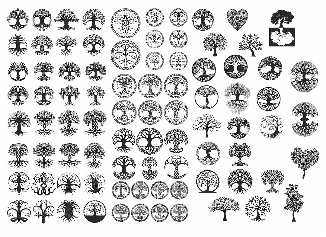 Tree of Life Collection , Cdr, Eps, Dxf, Dwg and Svg. Vector Files, for ...