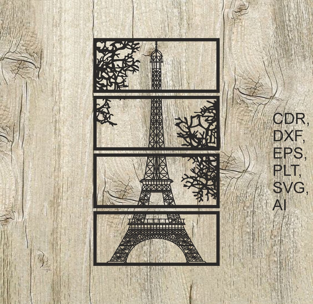 Panel 076. Eiffel Tower. Vector Files, for Laser Cut, Cnc, Digital ...