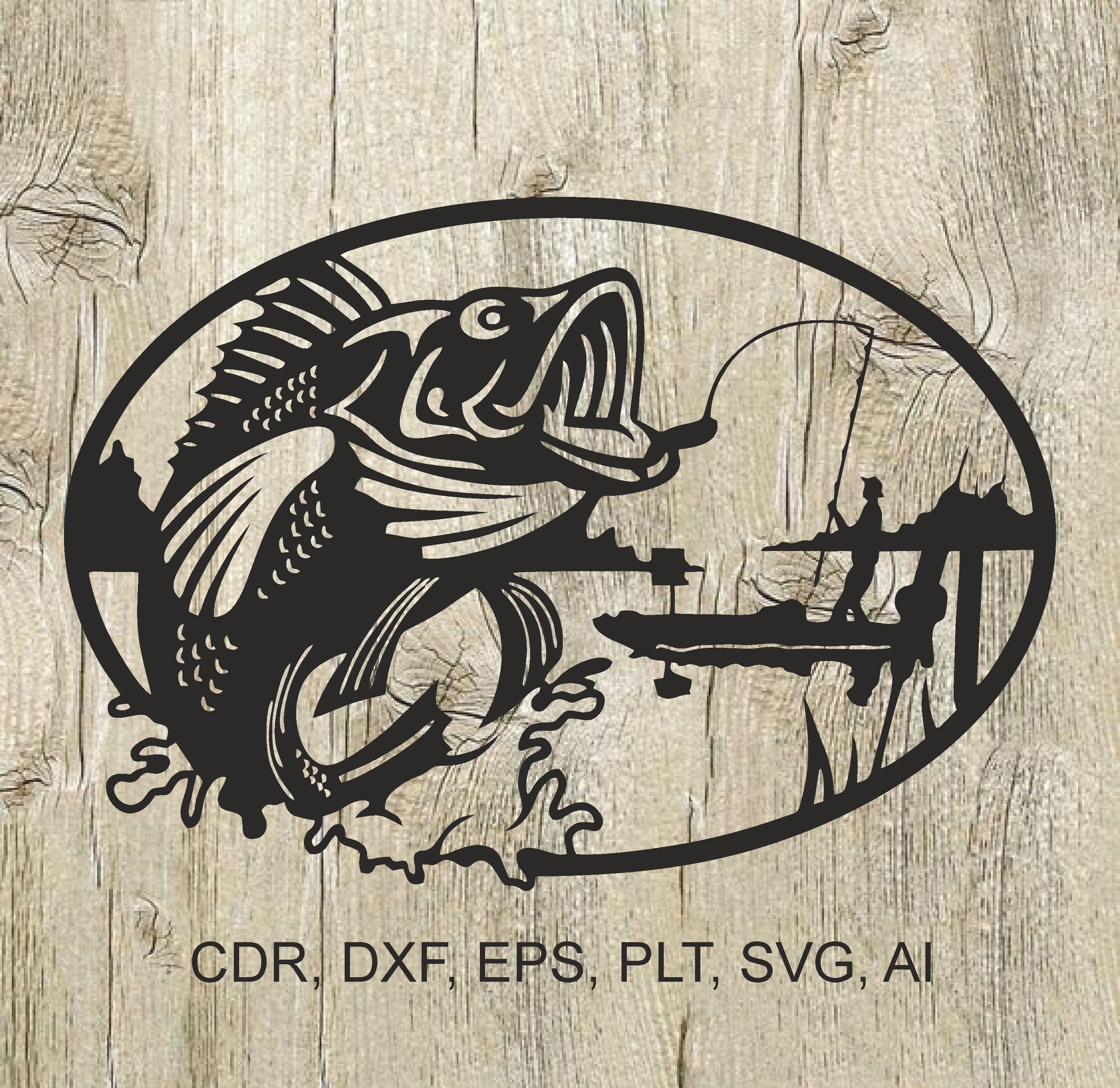 Panel 086. Fish and Fisherman. Vector Files for Laser Cut | Etsy