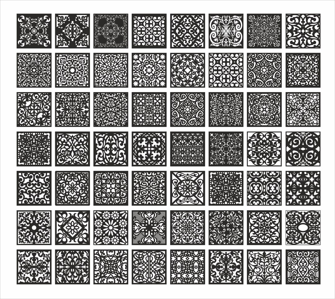 Square Panels Collection 34, Fine Geometric Patterns. Vector Files, for ...