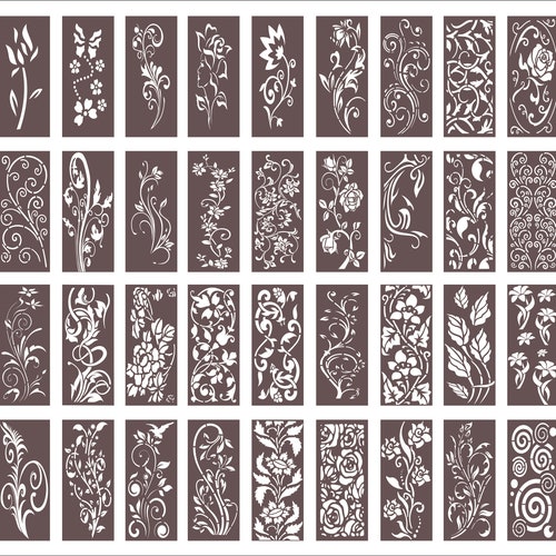 Panels Collection 5 Floral Pattern Vector Files for Laser - Etsy