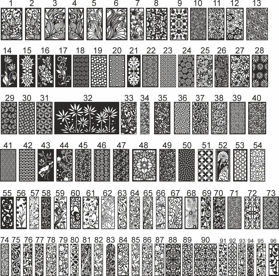 Panels Collection 5 Floral Pattern Vector Files for Laser - Etsy